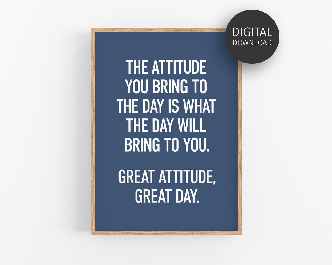 Motivational Print, Blue Attitude Wall Art, Printable Home Office Decor ...