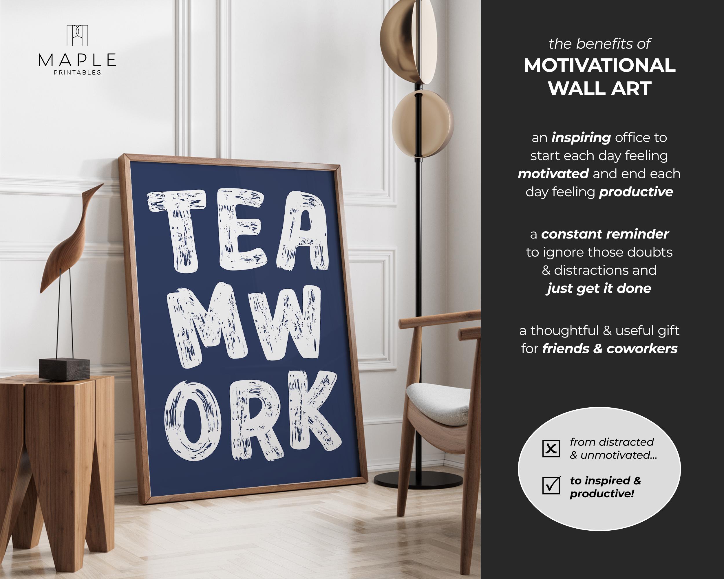 Motivational Teamwork Print, Aesthetic Office Decor, Preppy Wall Art ...