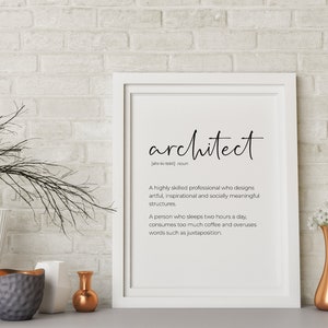 Architect Definition Print, Architect Graduate, Architect Gift Ideas ...