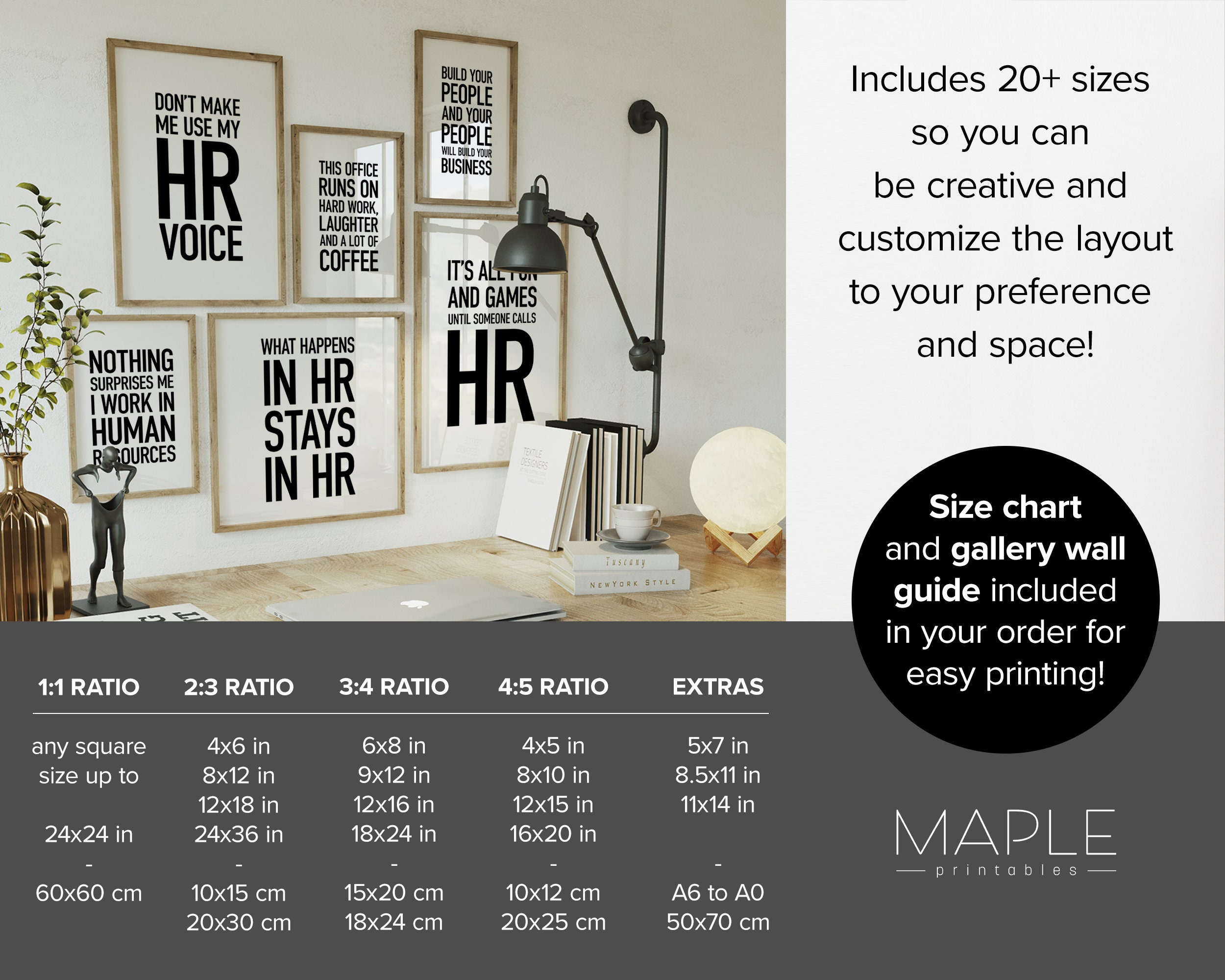 HR Office Decor, Set of 6 PRINTABLES, Human Resources Wall Art, Zoom ...