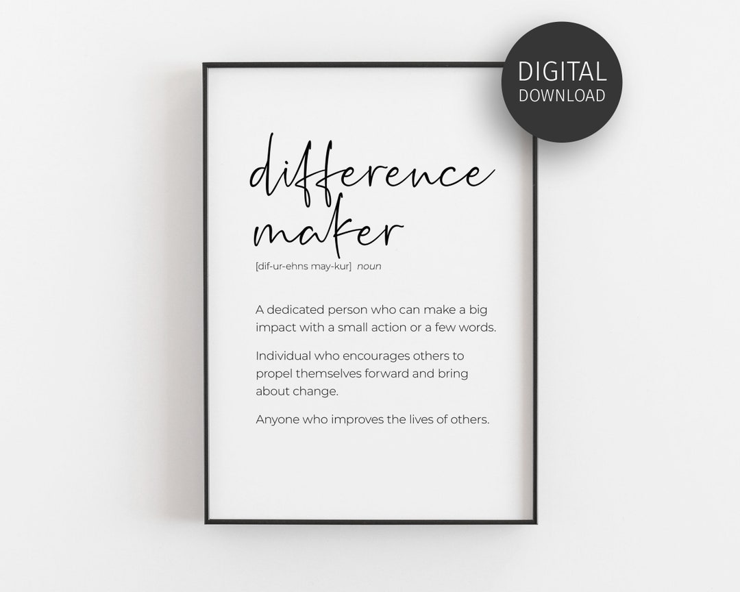 Difference Maker Definition Print, New Teacher Office Decor ...
