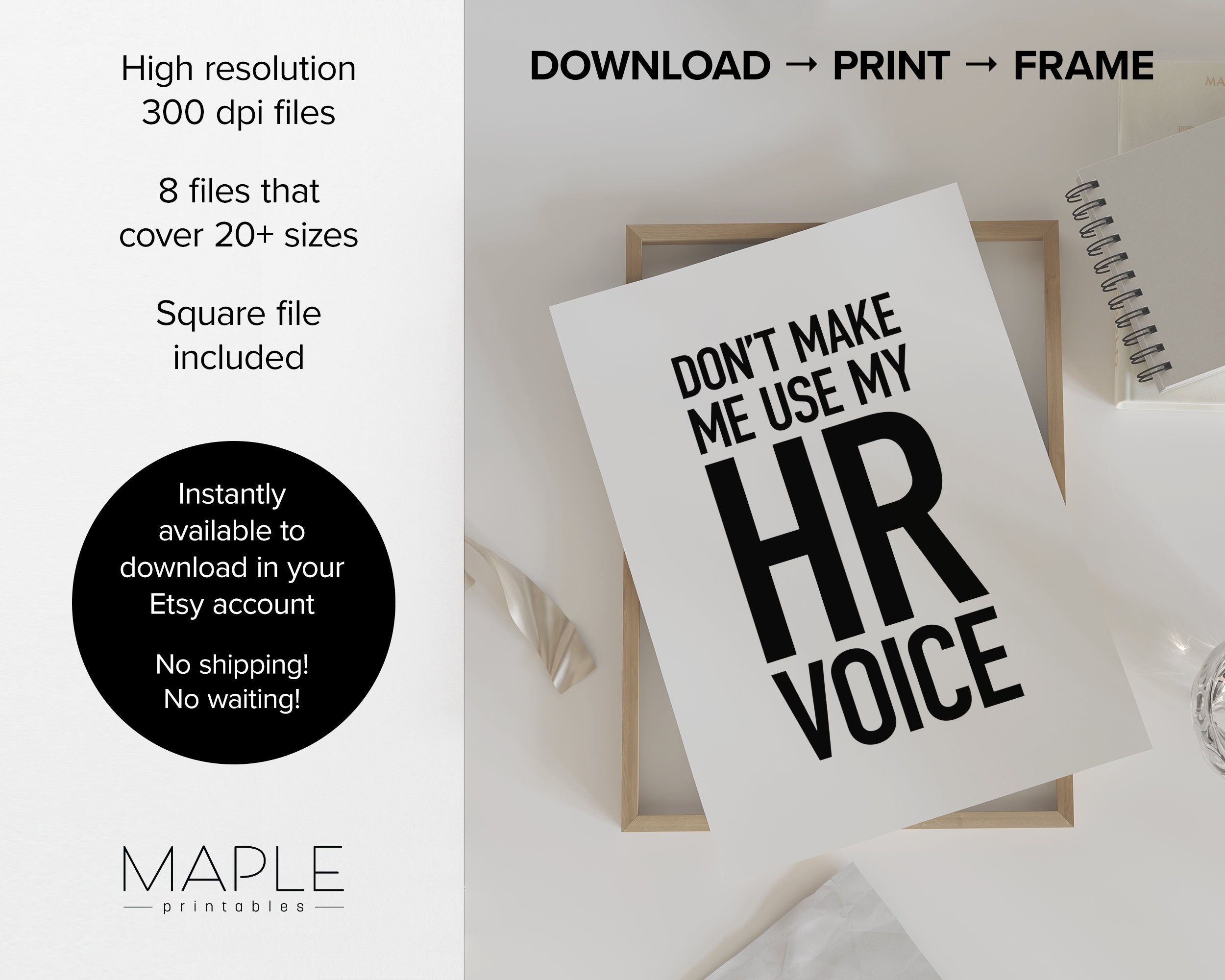 HR Office Decor, Set of 6 PRINTABLES, Human Resources Wall Art, Zoom ...