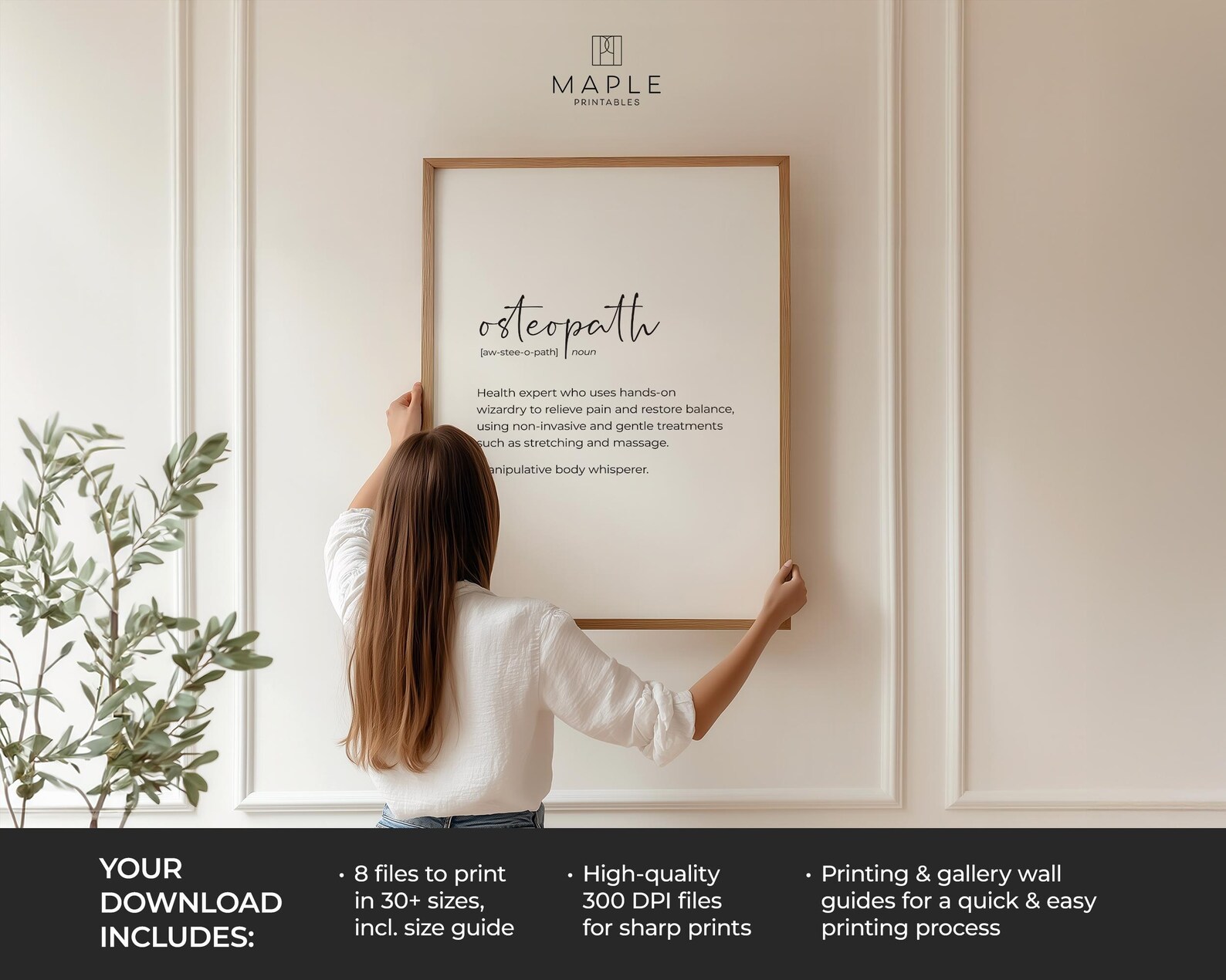 Osteopath Definition Poster, Printable Osteopathy Wall Art, Office ...