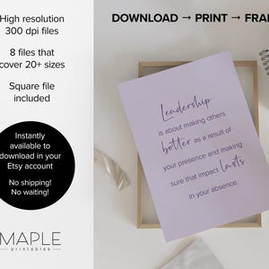 Office Wall Art Set of 6 Purple Teamwork Prints, Printable Wall Art for ...
