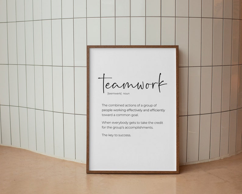 Teamwork Quote Printable Definition Poster Office Decor - Etsy
