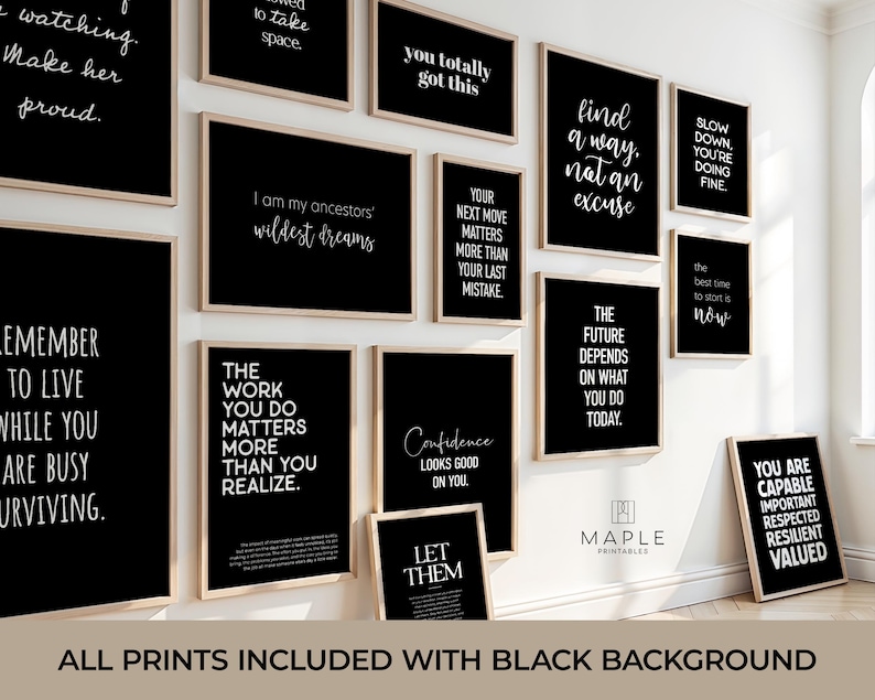 Motivational Quotes Wall Art Bundle: 200 Printable Inspirational ...