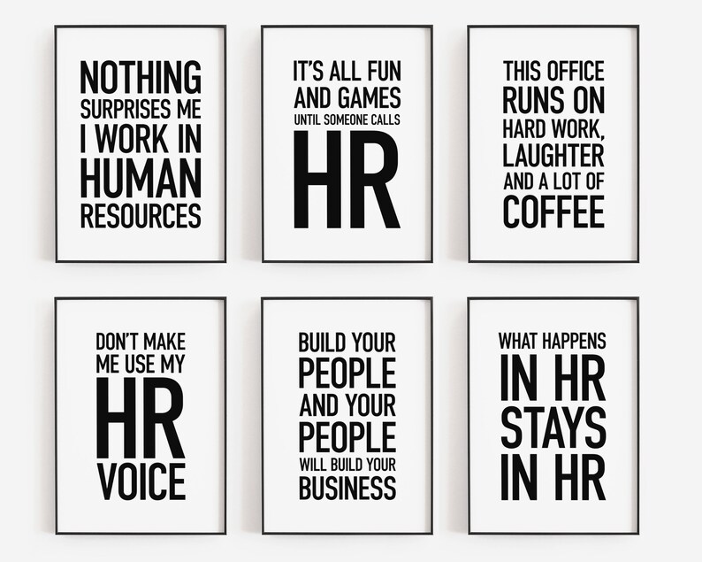 HR Office Decor Set of 6 PRINTABLES Human Resources Wall - Etsy Australia