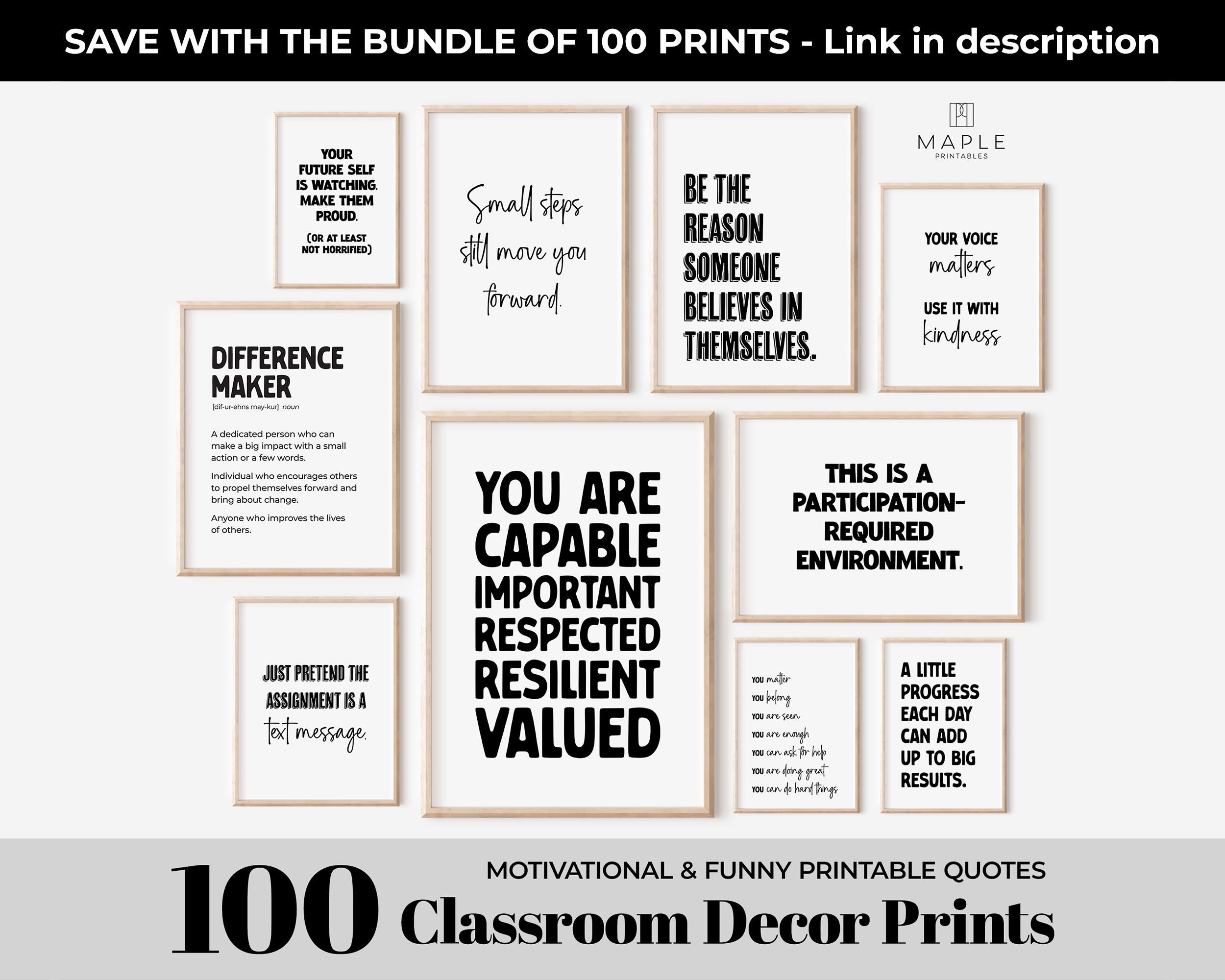 Classroom Poster, Funny Printable Wall Art for Motivational School ...