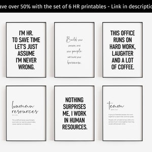 HR Office Decor, Set of 2 Printables, Human Resources Prints, Team ...