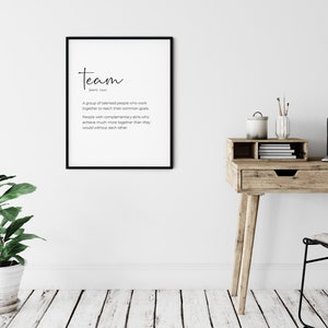 Team Definition Poster, Office Decor Wall Art, Teamwork Printable ...