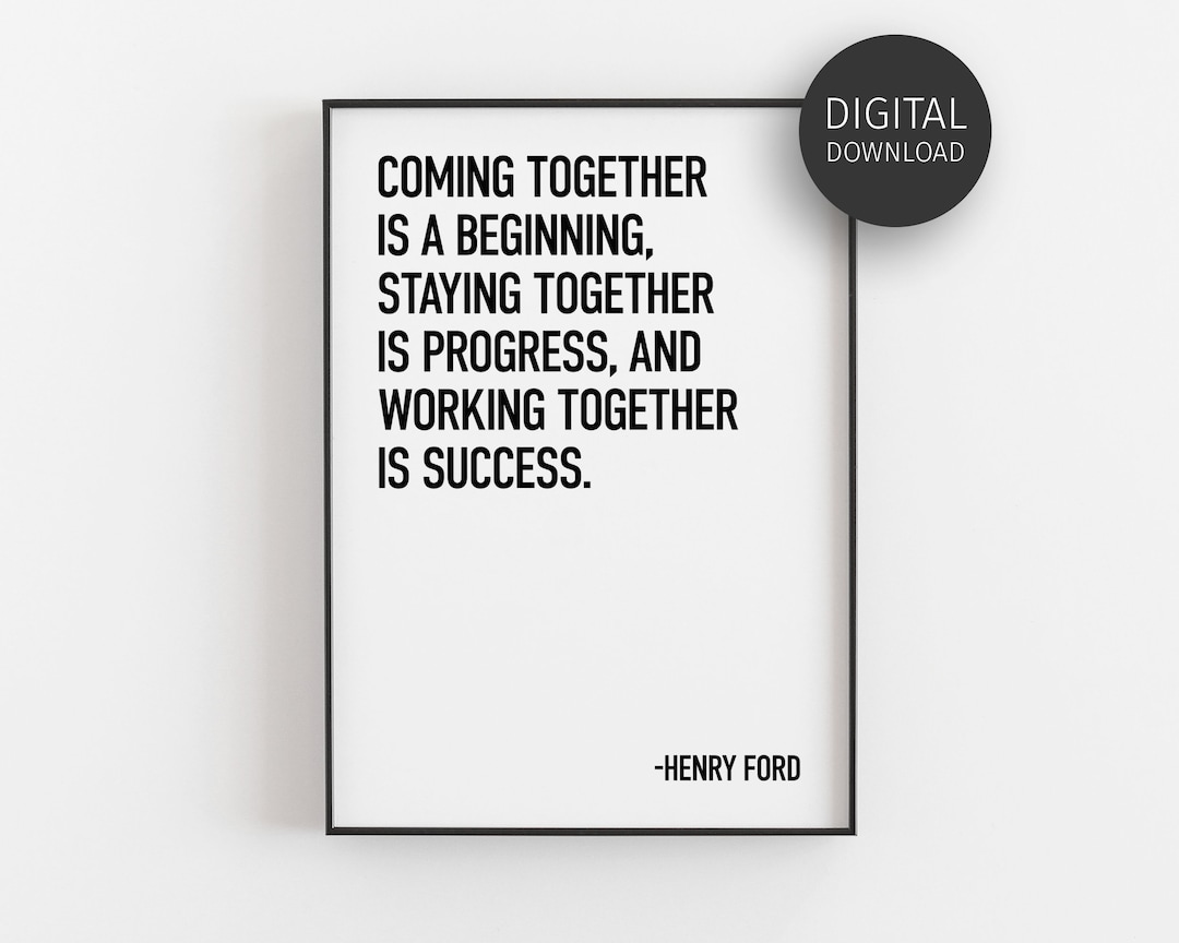 Office Wall Art, Printable Henry Ford Quote, Teamwork Poster, Office ...