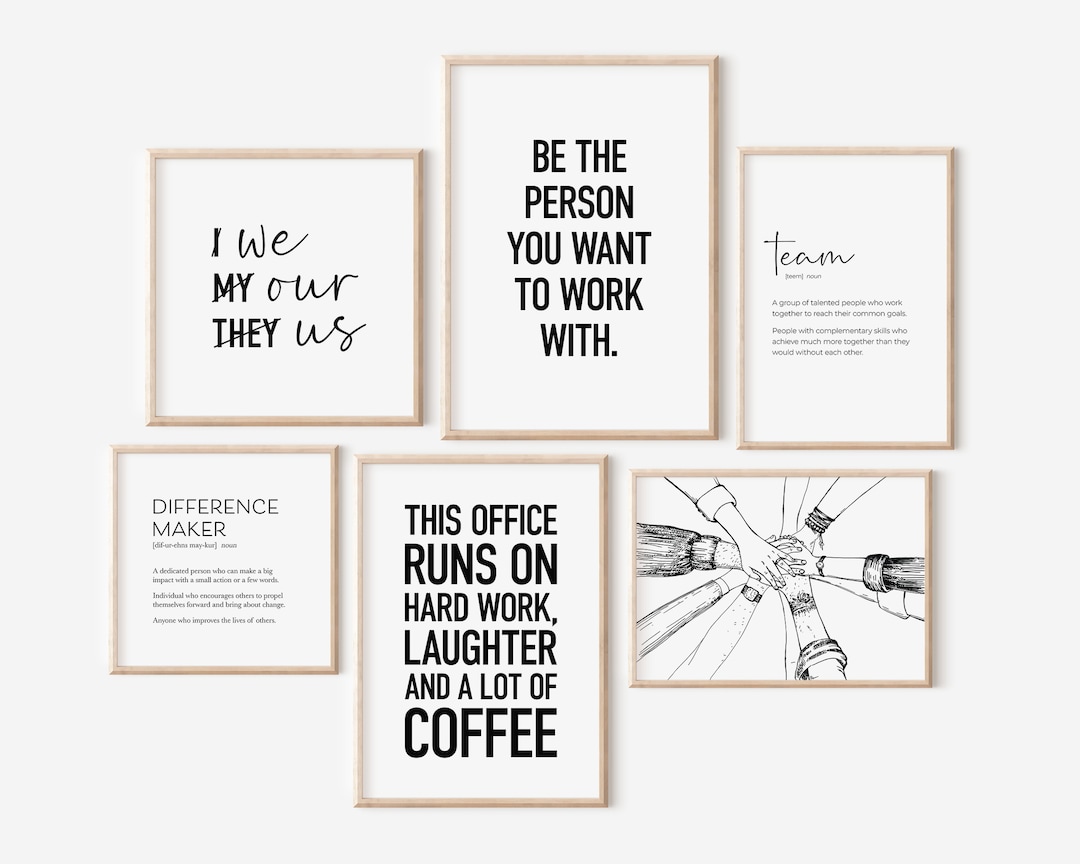 Team Office Decor, Set of 6 PRINTABLES, Teamwork Quote, Motivational ...