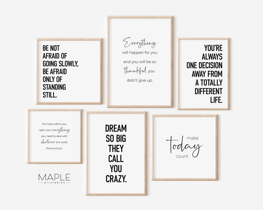 Motivational Posters, Motivation Wall Art, Uplifting Quote Prints, Set ...