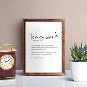 Teamwork Quote Printable, Definition Poster, Office Decor, Team Gifts ...