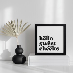 Bathroom Wall Art, Hello Sweet Cheeks Poster, Printable Wall Art, Retro ...