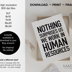 HR Office Decor, Human Resources, HR Humor Print, Funny Team Gift ...