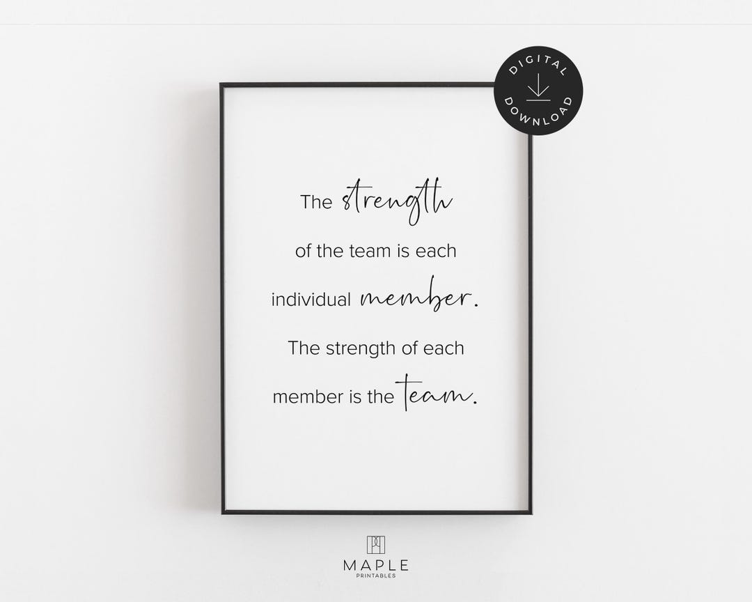 Teamwork Quote Printable, Office Wall Decor, Team Motivation ...