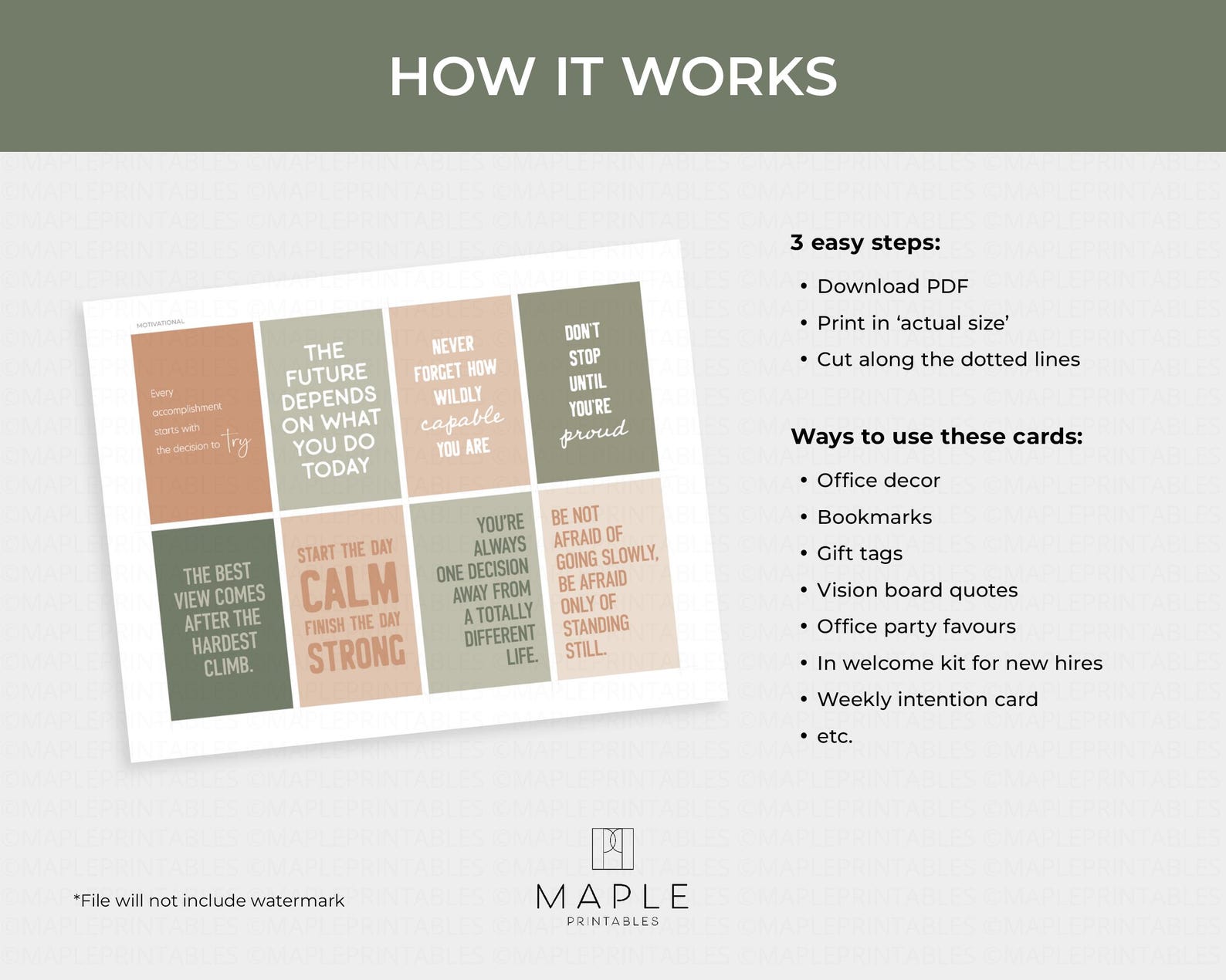 200 Motivational Quote Cards in Earth Tones: Positive Affirmation Cards ...