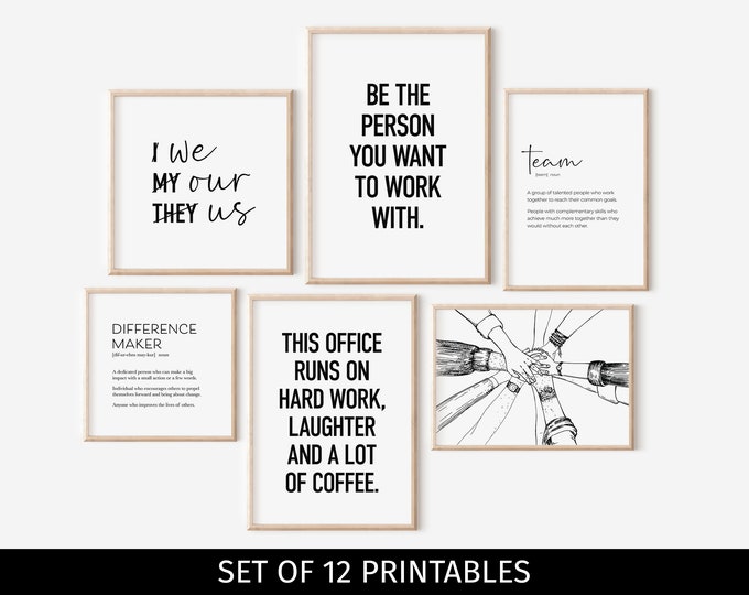 Digital Poster Set for Team Office Decor Quotes Mindset Wall Art Work ...