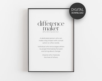 Difference Maker Definition Print Inspirational Wall Art - Etsy