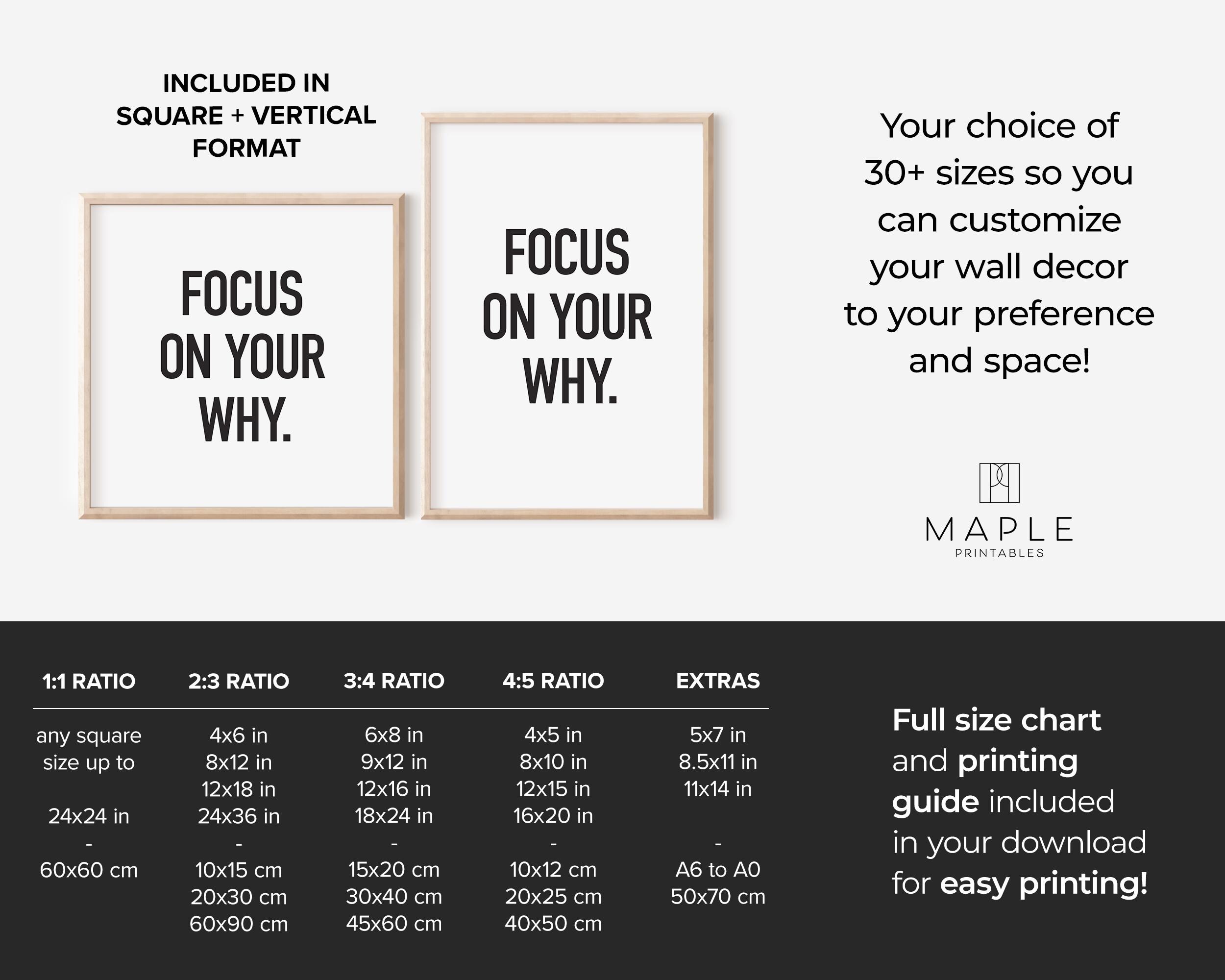 Motivational Poster, Focus on Your Why, Printable Wall Art, Home Office ...