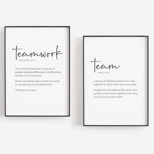 Team Definition, Teamwork Quote Printable, Set of 2 Prints, Teamwork ...