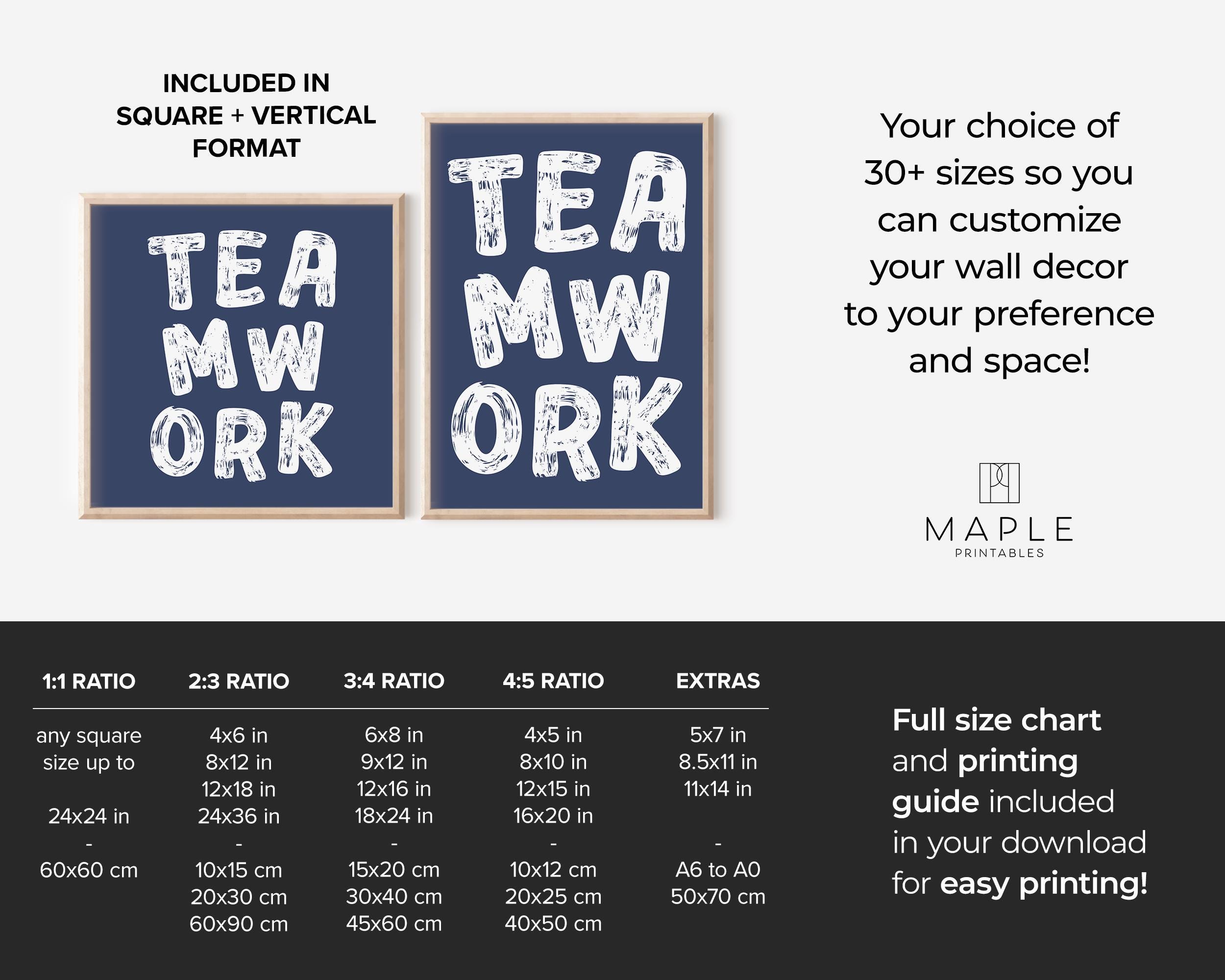 Motivational Teamwork Print, Aesthetic Office Decor, Preppy Wall Art ...