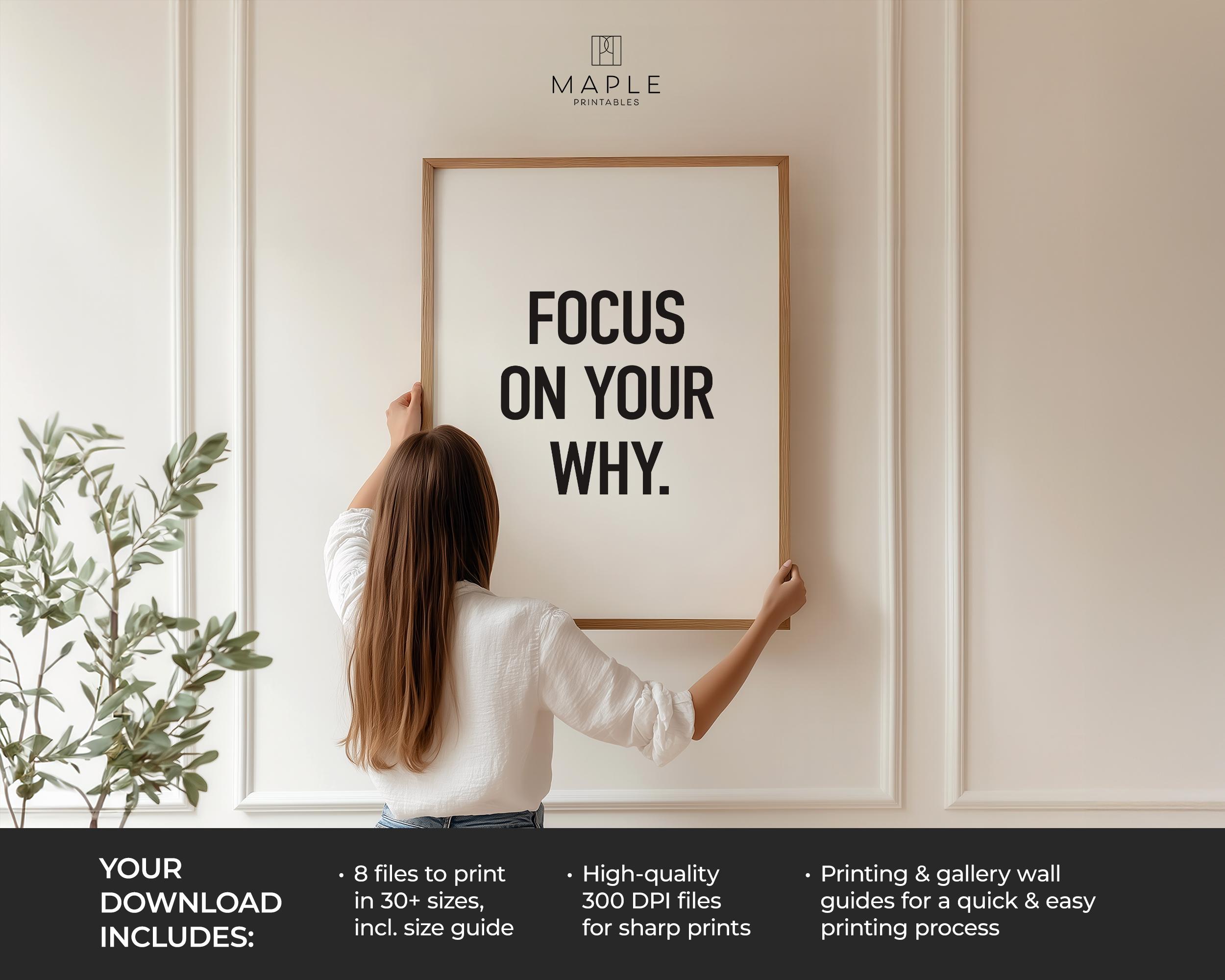 Motivational Poster, Focus on Your Why, Printable Wall Art, Home Office ...