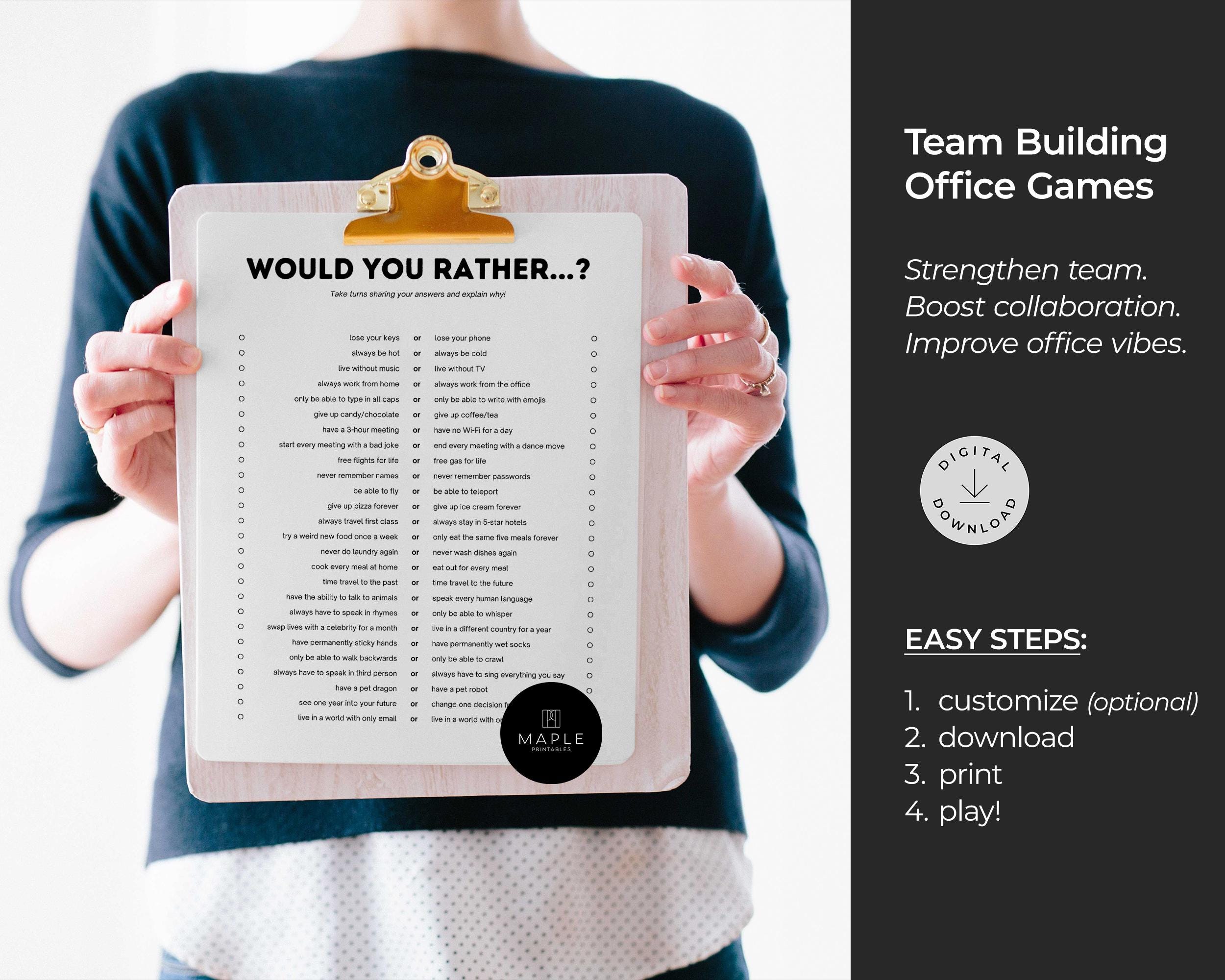 Office 'would You Rather' Game: Printable Team Building Game for Staff ...