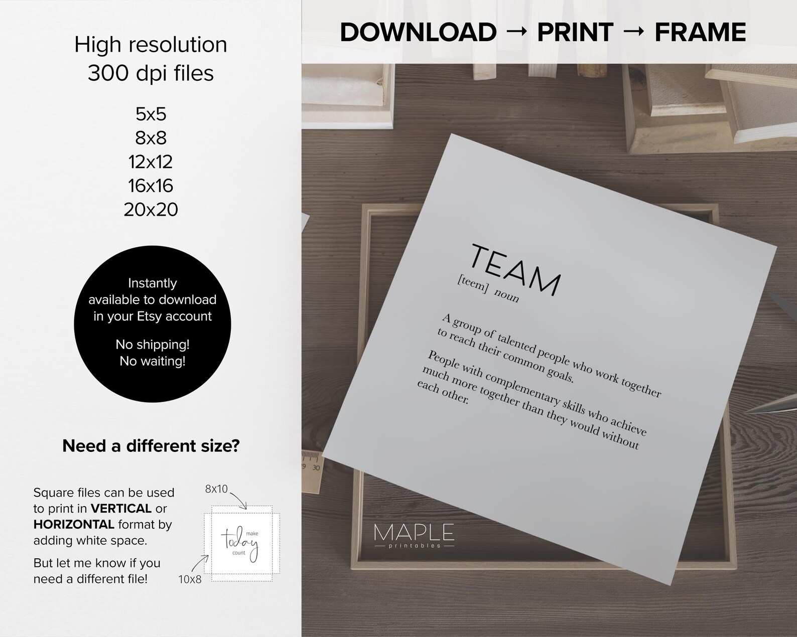 Team Definition Poster, Teamwork Printable, Teamwork Wall Art, Growth ...