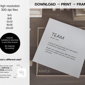 Team Definition Poster, Teamwork Printable, Teamwork Wall Art, Growth ...