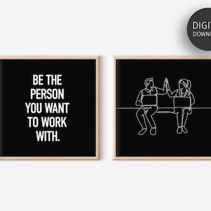 Motivational Wall Art, Set of 2 PRINTABLES, HR Office Decor, Teamwork ...