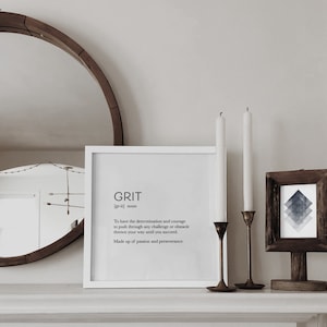 Grit Definition Poster, Printable Office Decor, Inspirational Wall Art ...