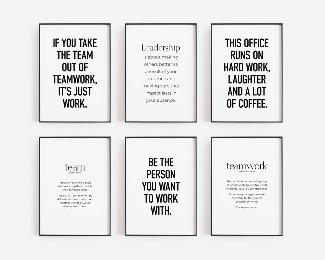 Teamwork Office Decor, Set of 6 PRINTABLES, Team Motivation Prints ...