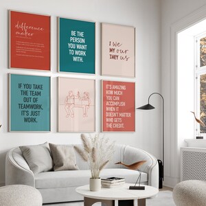 Colorful Office Decor, 10 PRINTABLES, Motivational Wall Art, Teamwork ...