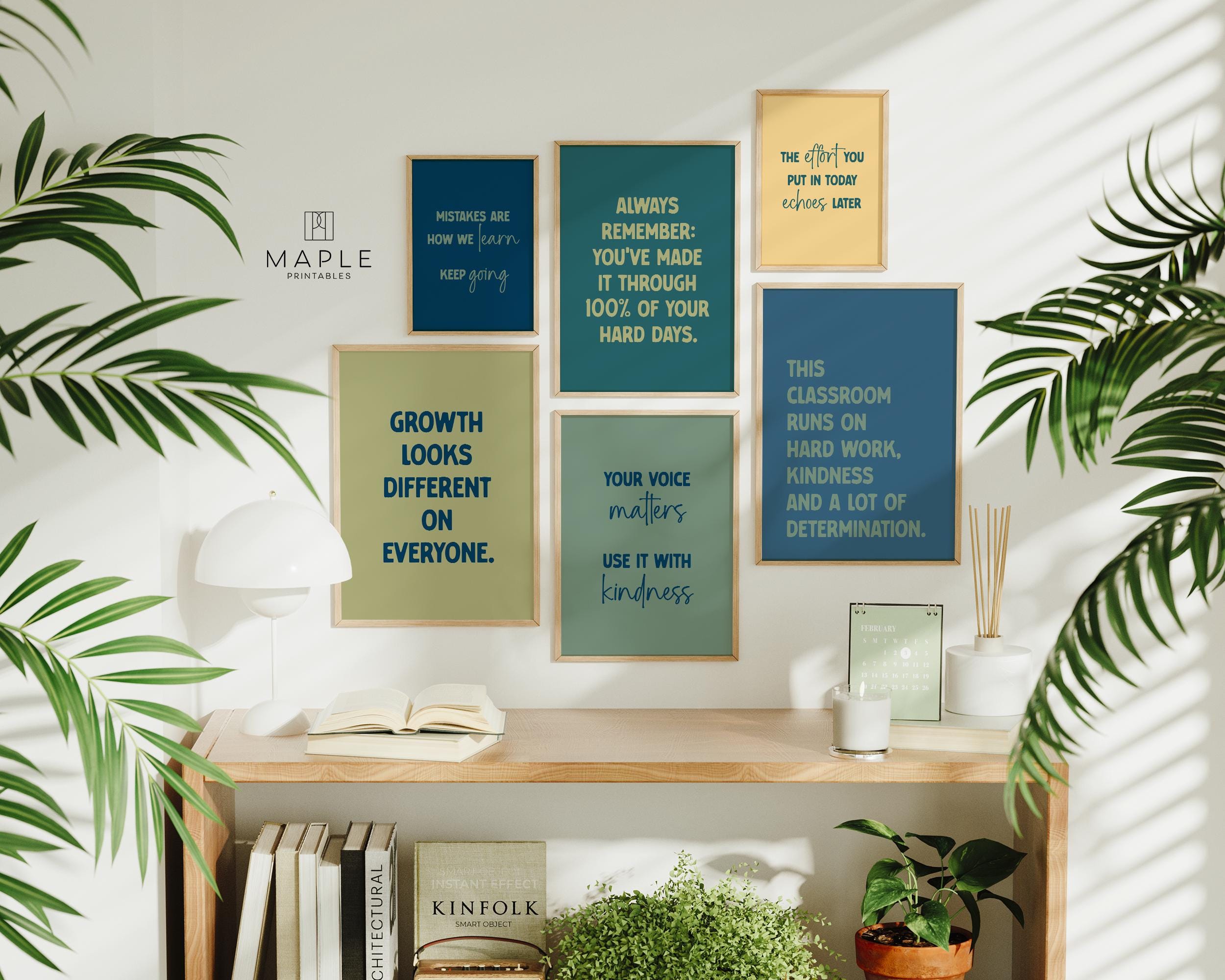 Classroom Decor Set of 6 Motivational Prints, Colourful Printable Wall ...