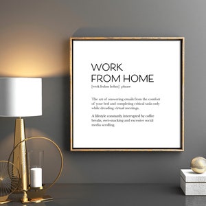 Work From Home Definition Print, Work From Home Gifts, Home Office ...