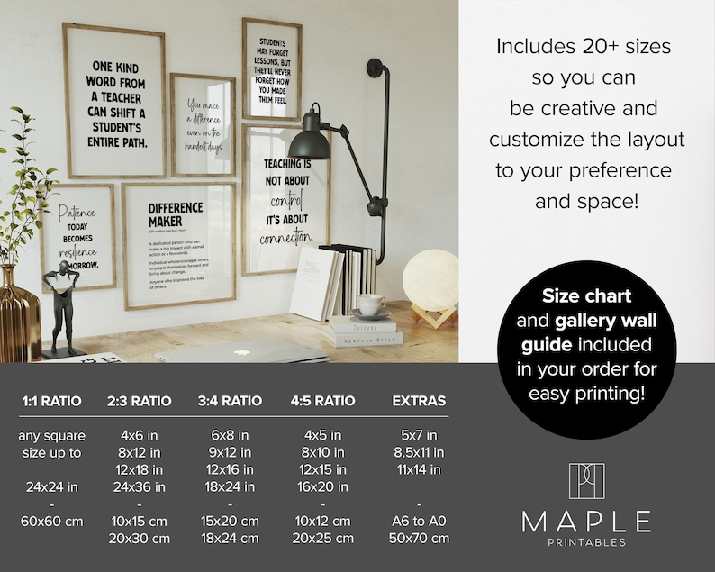Teacher Lounge Decor Set of 6 Motivational Prints, Printable Wall Art ...