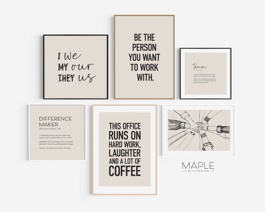 Team Office Decor, Set of 6 PRINTABLES, Teamwork Quote, Motivational ...