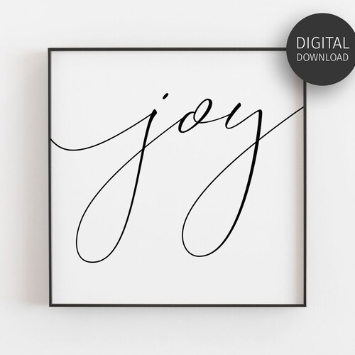 Joy Print Downloadable Prints Holiday Decor Printable Wall - Etsy