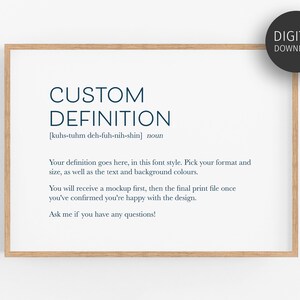 Custom Definition PRINTABLE, Personalized Gifts, Personalised ...