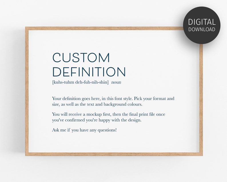 Custom Definition PRINTABLE, Personalized Gifts, Personalised ...