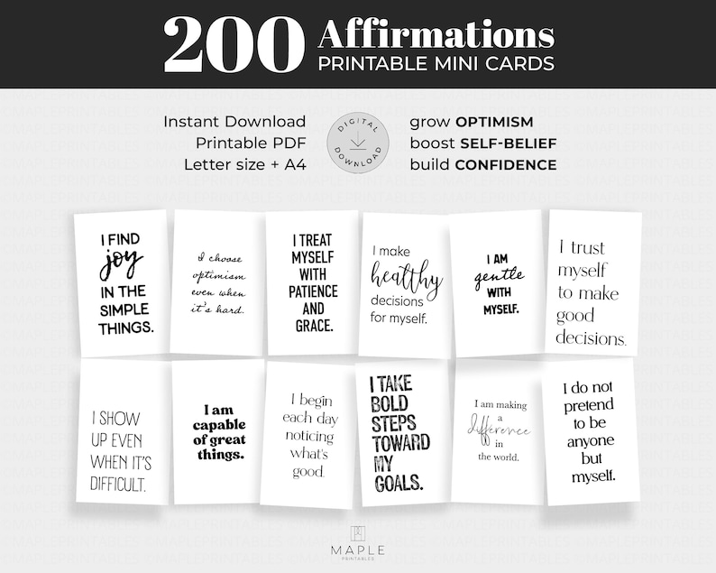 200 Mini Affirmation Cards: Daily Manifestation Cards, Positive Quotes ...