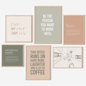 Team Office Decor, Set of 6 PRINTABLES, Teamwork Quote, Motivational ...