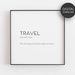 Travel Definition, Definition Print, Downloadable Print, Minimalist ...