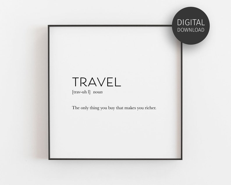 Travel Definition, Definition Print, Downloadable Print, Minimalist ...