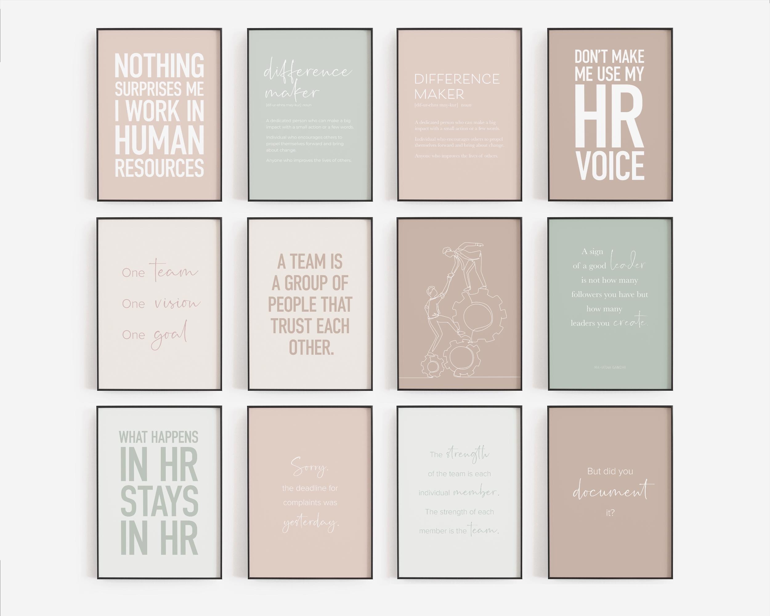 HR Bundle of 50 Funny and Motivational Office Prints in Earth Tones ...
