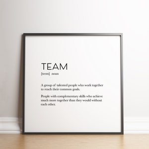 Team Definition Poster, Teamwork Printable, Teamwork Wall Art, Growth ...