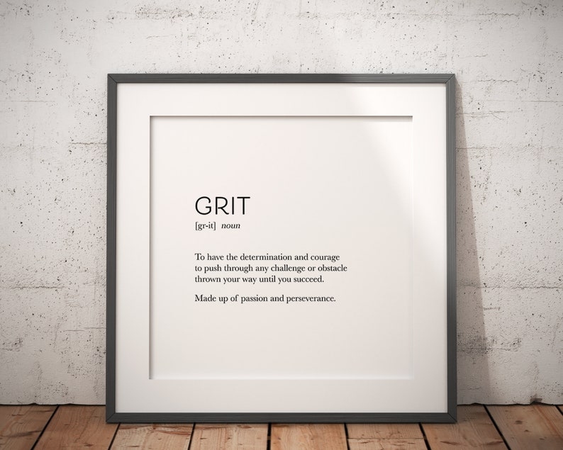 Grit Definition Poster, Printable Office Decor, Inspirational Wall Art ...