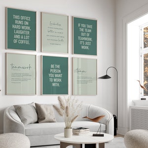 Office Wall Art, Set of 6 PRINTABLES, Motivational Prints, Teamwork ...